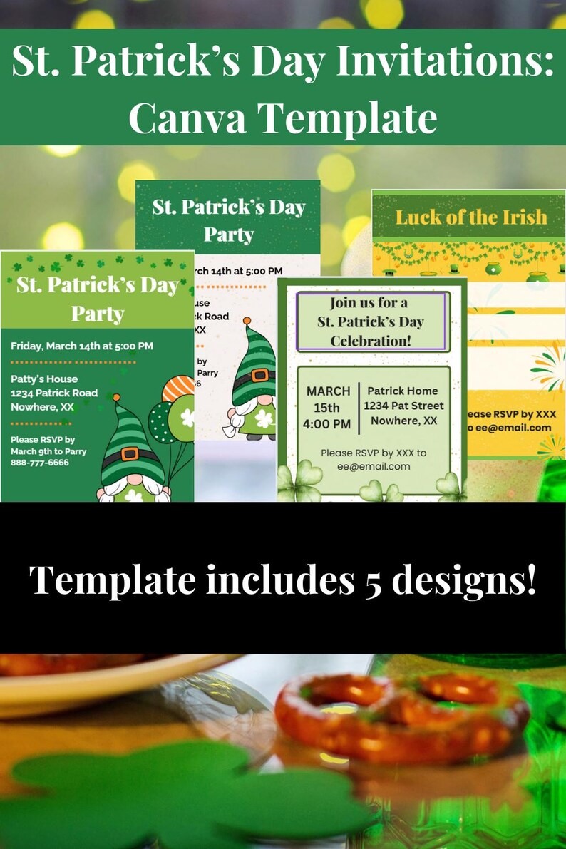 St. Patricks Day Invitation Templates Editable Canva St. Paddys Party ...