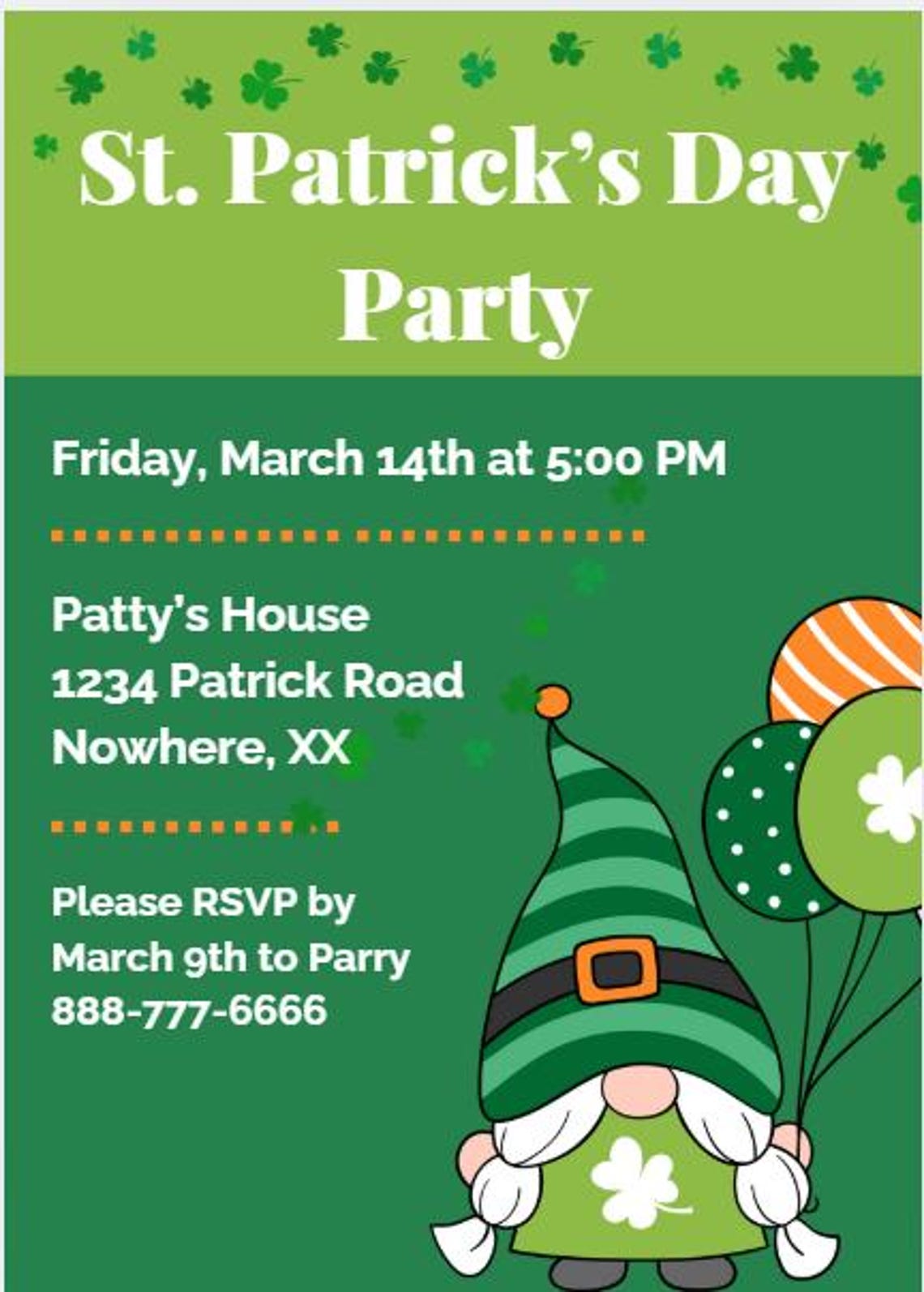 St. Patricks Day Invitation Templates Editable Canva St. Paddys Party ...