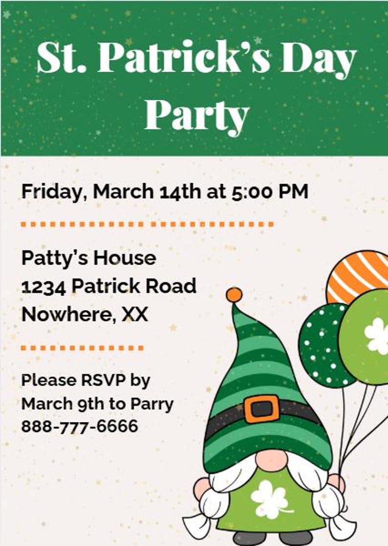 St. Patricks Day Invitation Templates Editable Canva St. Paddys Party ...