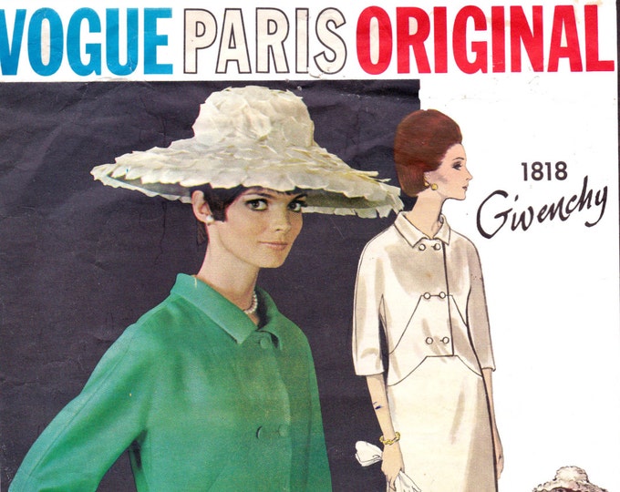 60s GIVENCHY Double Breasted Coat Dress Pattern Vogue Paris - Etsy