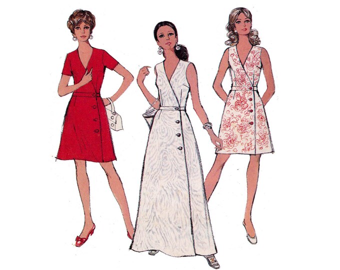 60s Boho Wrap Dress Hippie Maxi Wrap Pattern Style 2793 Size 12 Bust 34 ...