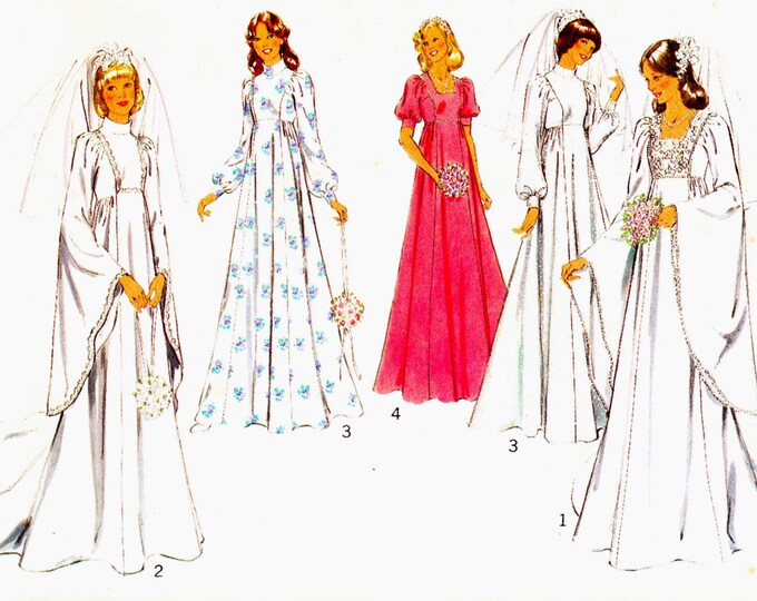 1970s Vintage Sewing Pattern Boho Wedding Dress Style 1204 - Etsy