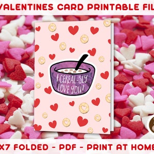 I Cereal-sly Love You, Food Valentine Card Digital File, Funny ...