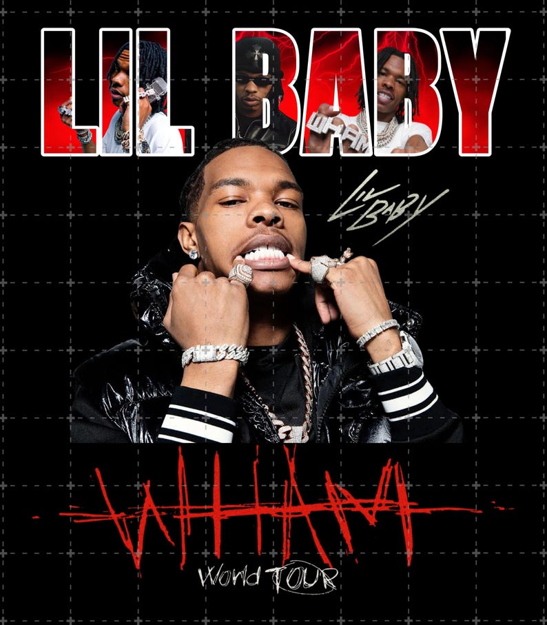 LIL BABY Wham World Tour 2025 T-shirt PNG Design: Bootleg Tee (digital ...