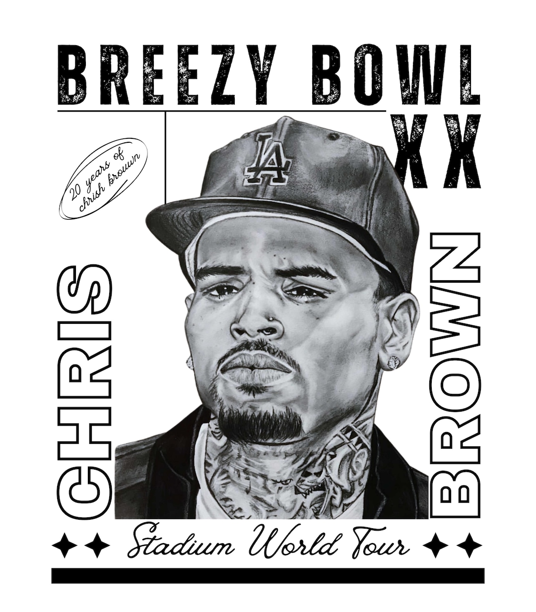 Chris Brown Breezy Bowl XX Tour 2025 Tshirt PNG Design, Bootleg Tee ...