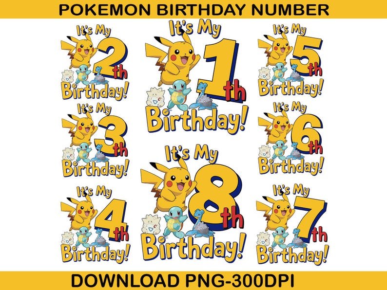 Pokemon Nunber Birthday PNG, Pokemon Birthday Png, Pikachu Birthday ...