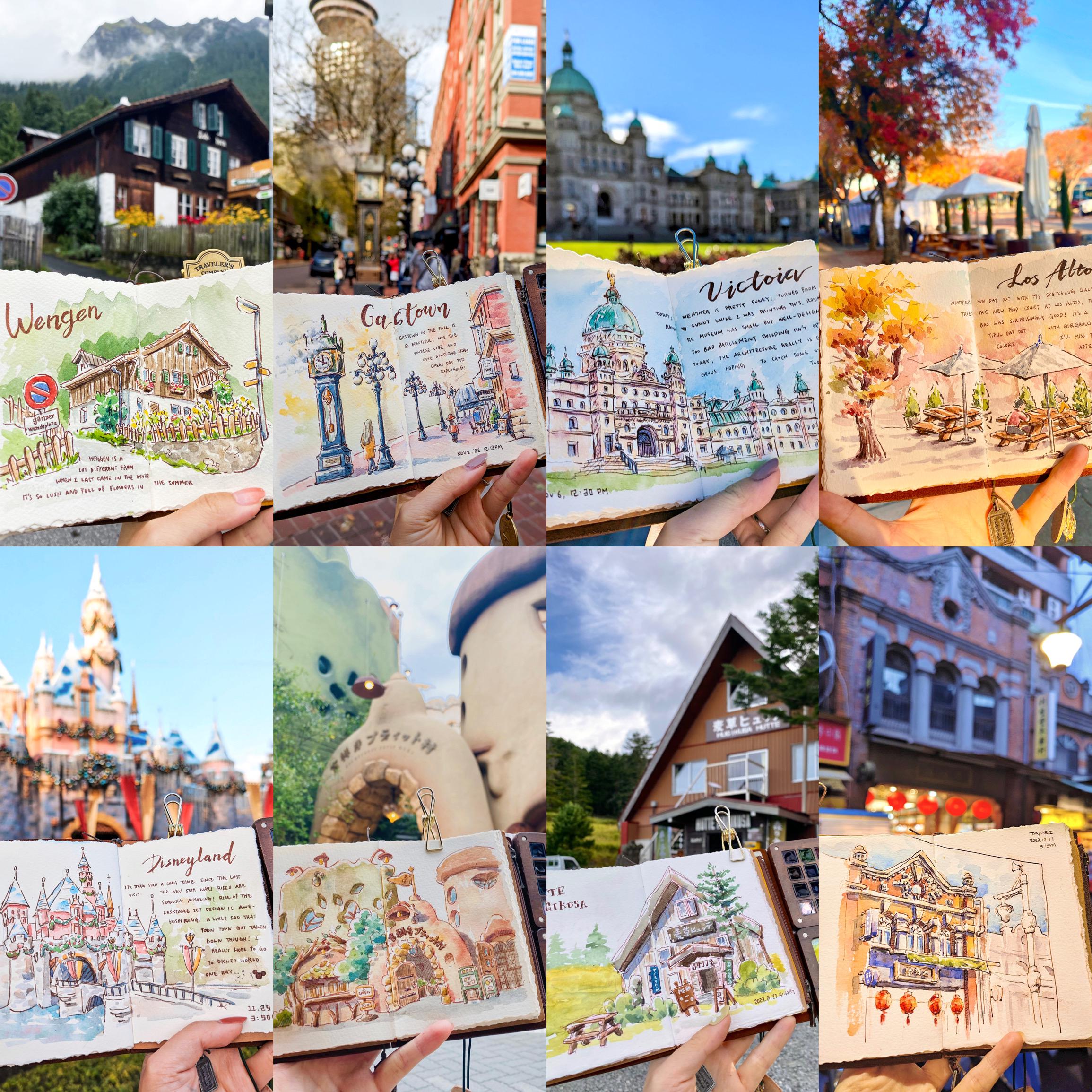 World Travel: Set of 12 Watercolor Postcard Prints - 6 Countries, 12 ...