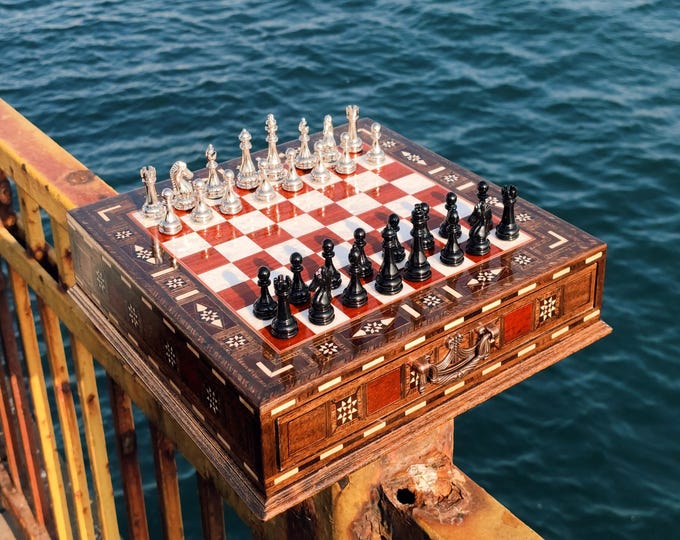 Personalized Boxed Puzzle Chess Set With Hidden Compartment With Chess ...