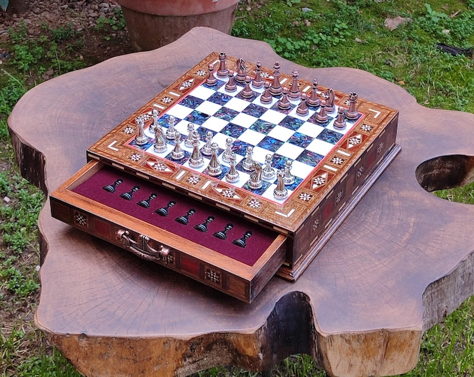 Personalized Boxed Puzzle Chess Set With Hidden Compartment With Chess ...