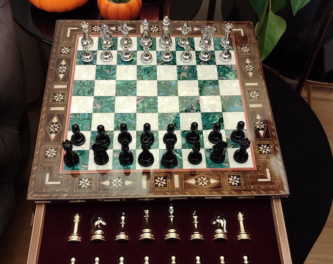 Personalized Boxed Puzzle Chess Set With Hidden Compartment With Chess ...