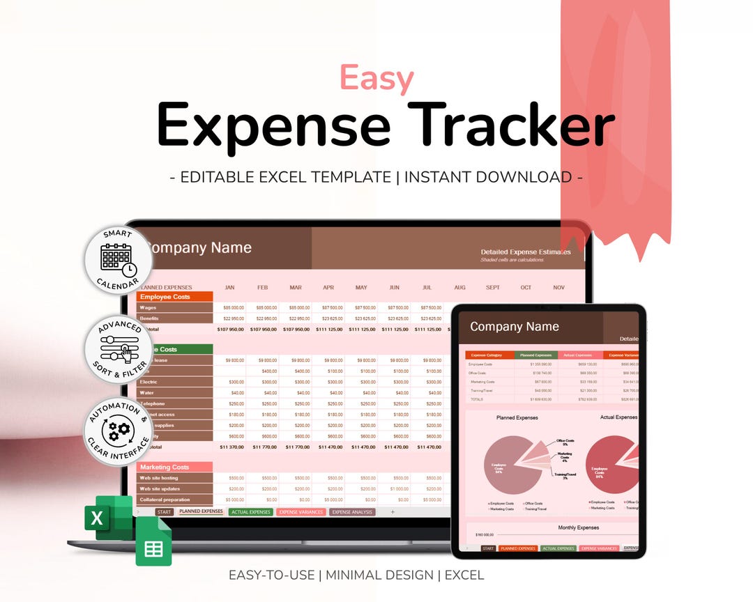 Google Sheets & Excel Expense Tracker: Zero-based Budget Planner ...