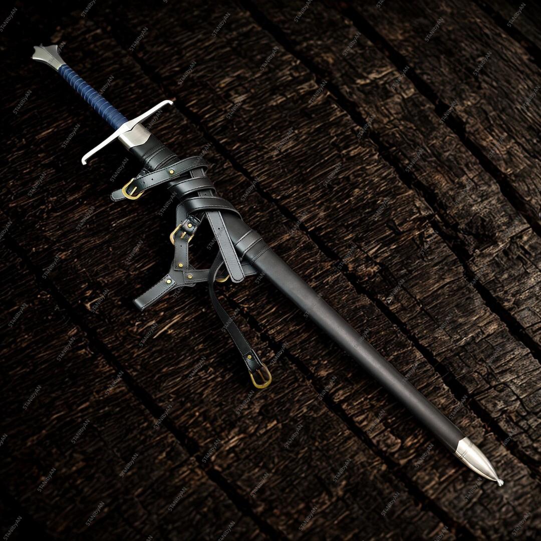Medieval Longsword Handmade High Carbon Steel Sword With Scabbard ...