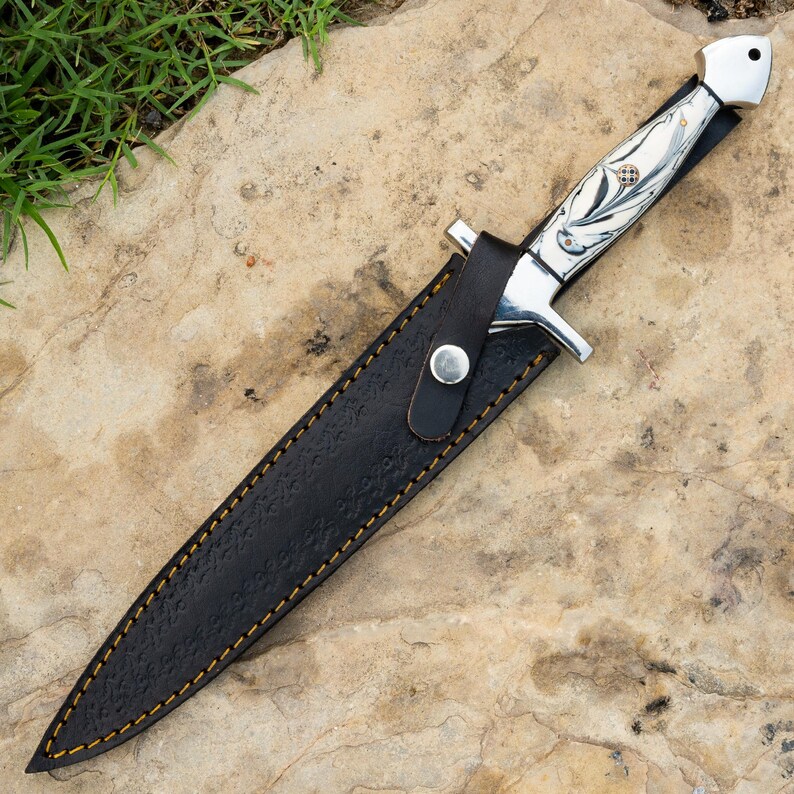 Handcrafted Decorative Dagger With Engraved Handle & Leather Sheath - Etsy