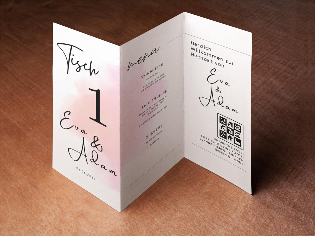 Foldable Wedding Menu Card I Trifold Table Stand Template I Wedding ...