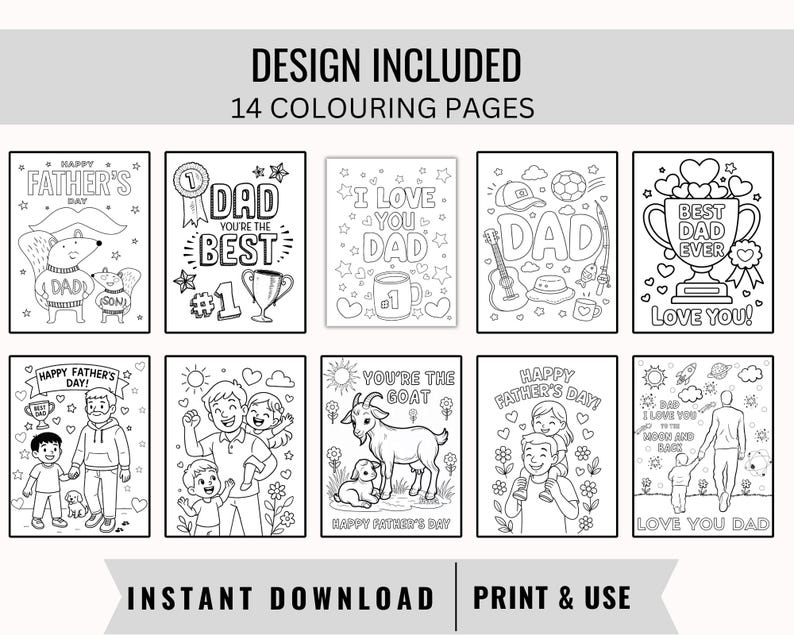 14 Father's Day Coloring Pages for Kids, DIY Gift for Dad, Preschool ...