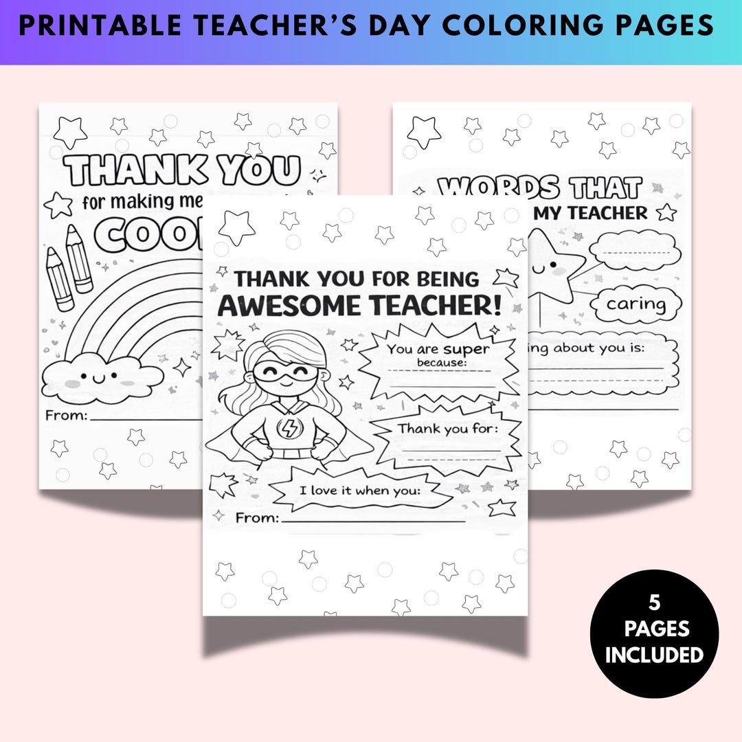 Printable Teacher’s Day Coloring Pages Gift, Teacher Appreciation ...