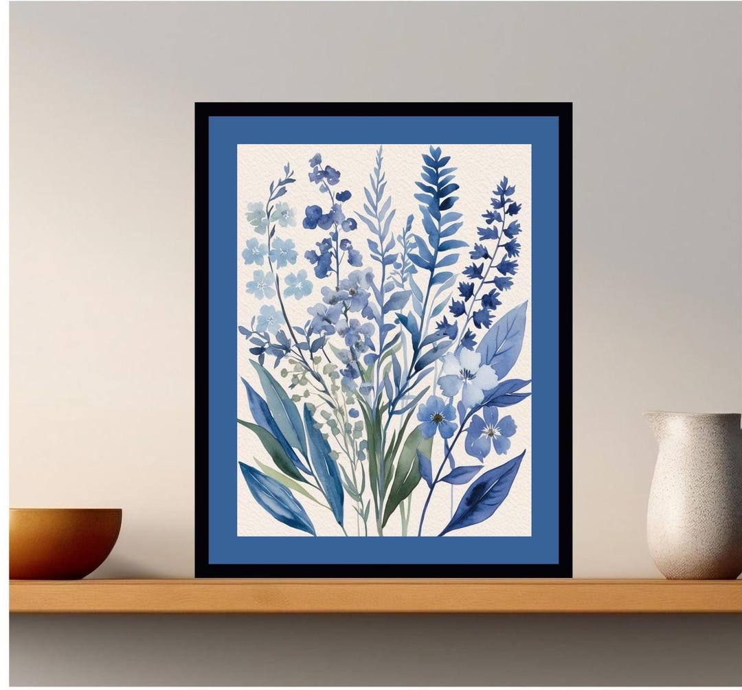 Blue Flower Botanical Print: Floral Wall Art (digital Download) - Etsy
