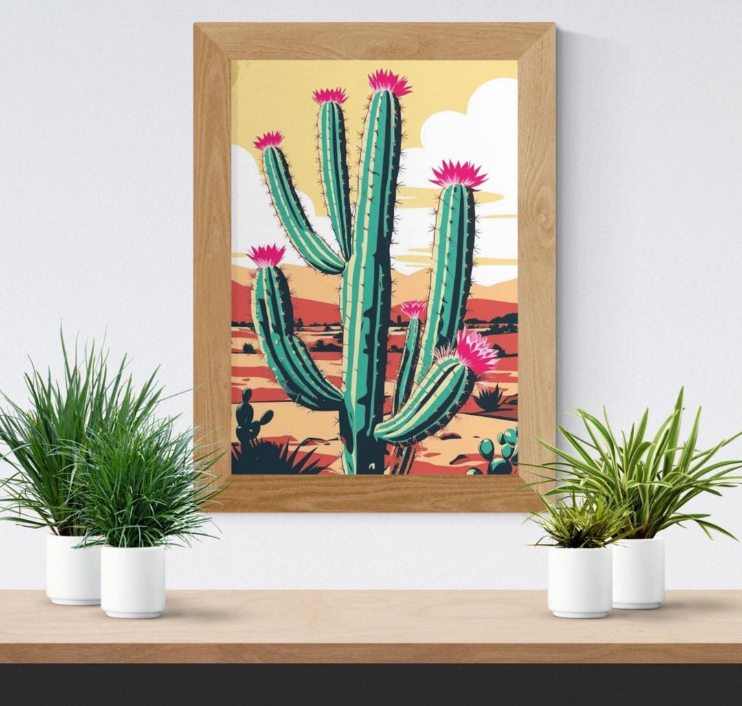 Pop Art Saguaro Cactus Print: Desert Watercolor Art (digital Download ...