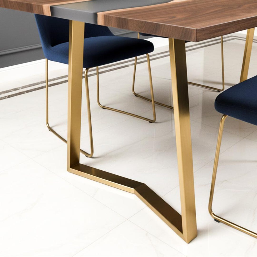 Gold Steel Table Legs Set of 2, Handmade Dining or Desk Bases - Etsy
