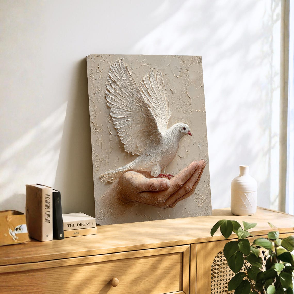 White Dove Canvas Art – Holy Spirit Wall Decor for Christian Home - Etsy