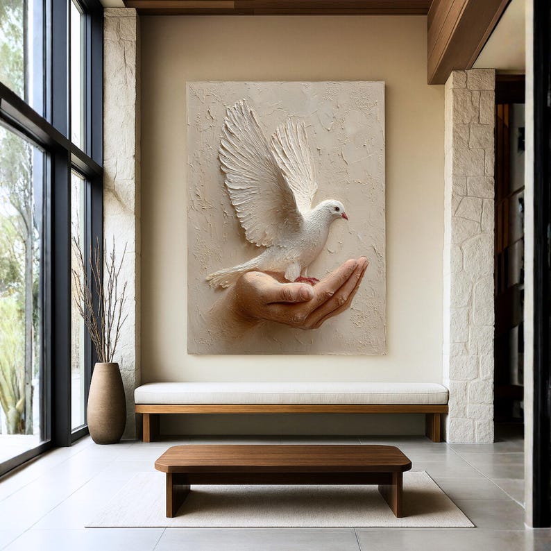 White Dove Canvas Art – Holy Spirit Wall Decor for Christian Home - Etsy