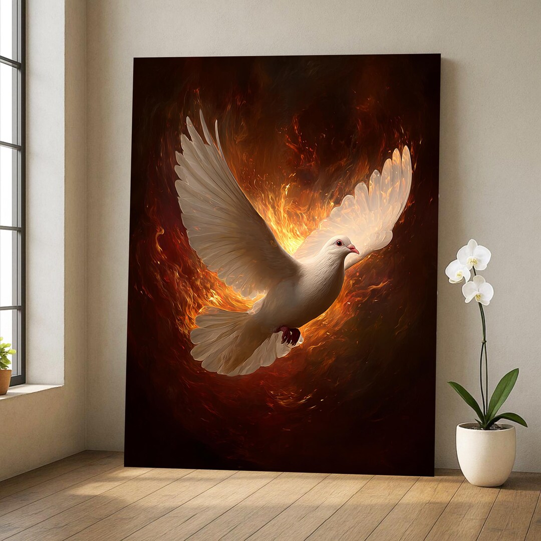 Holy Spirit Dove Fire Canvas – Christian Wall Art of Divine Power - Etsy