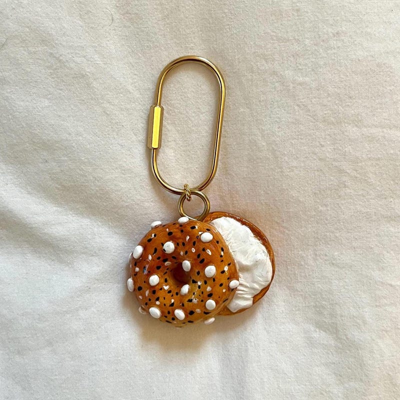 Bagel Keychain - Etsy