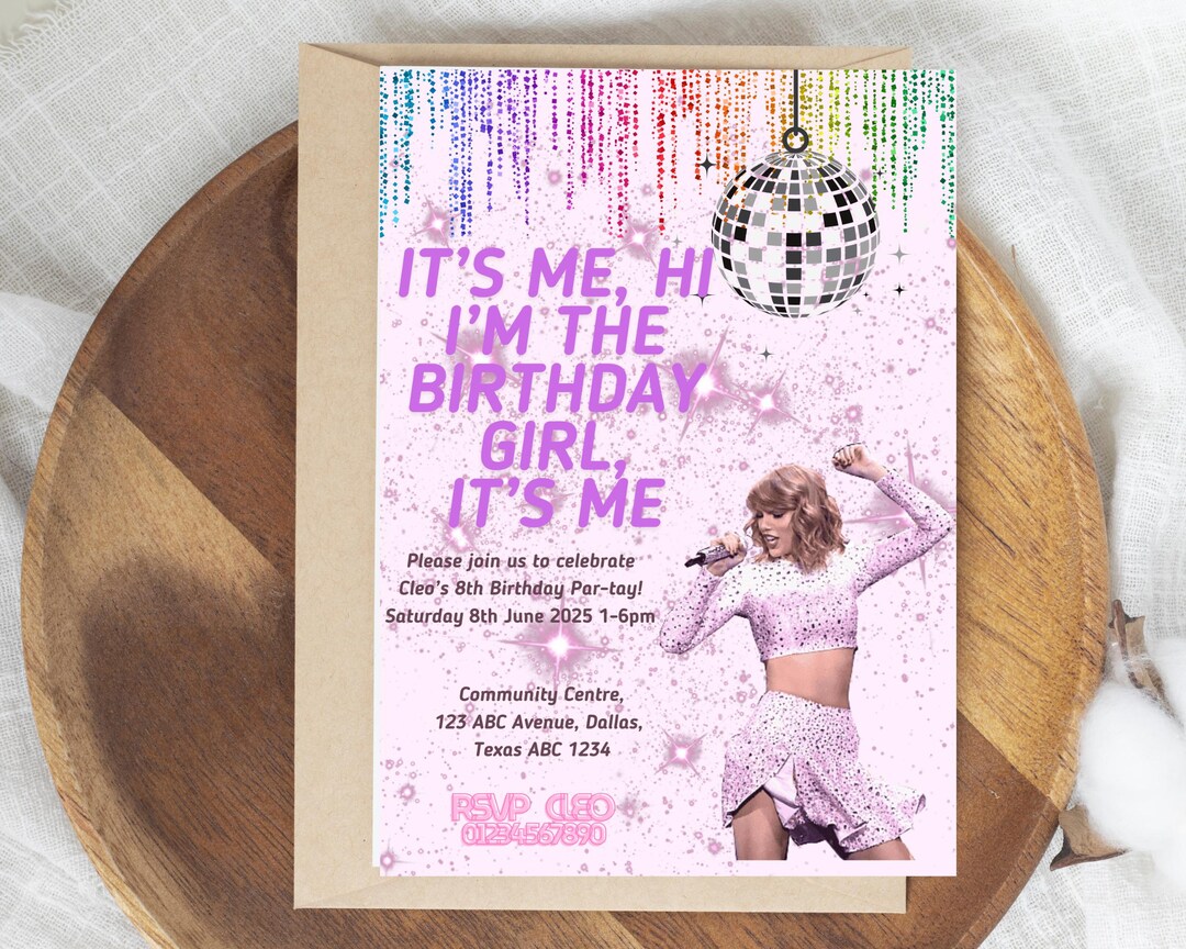 Editable Taylor Swift Birthday Digital Card - Etsy