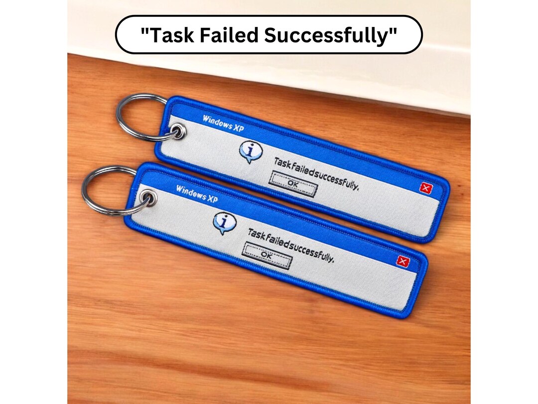 Task Failed Successfully Keychain, Funny Embriodery Jet Tag, for Cars Backpack Motorcycle ...