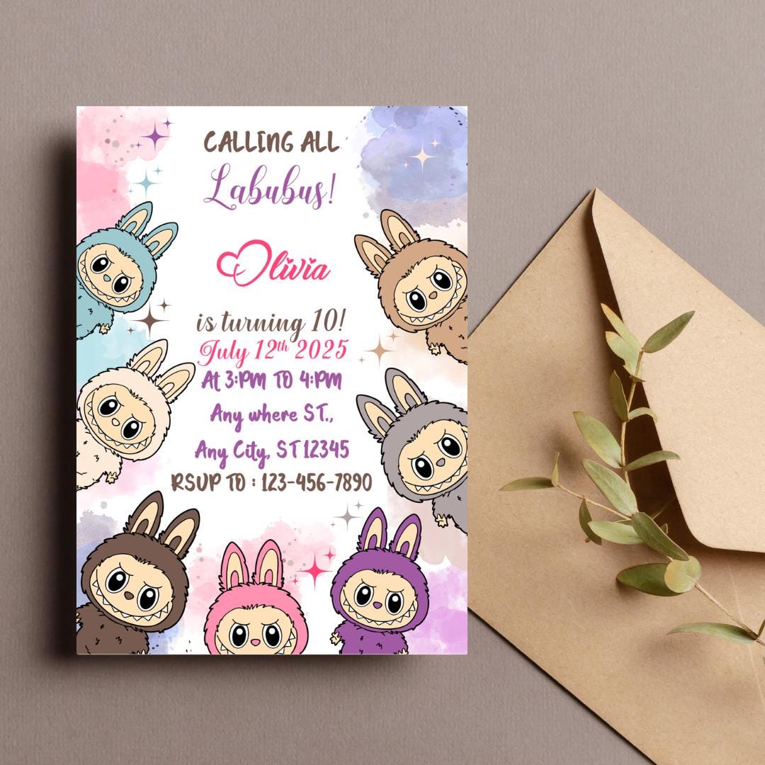 Labubu Birthday Party Invitation, Labubu Birthday Party, Invitation ...