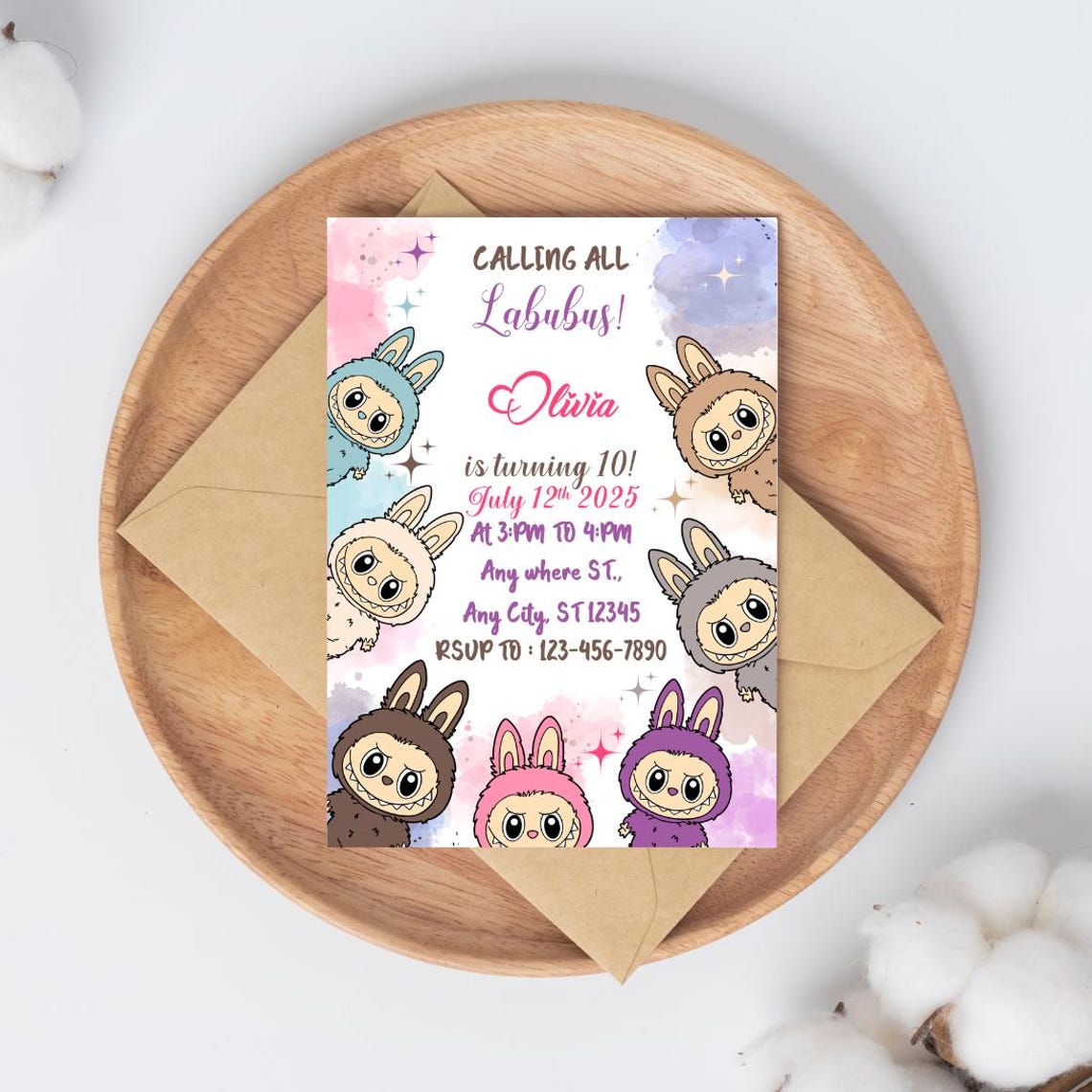 Labubu Birthday Party Invitation, Labubu Birthday Party, Invitation ...