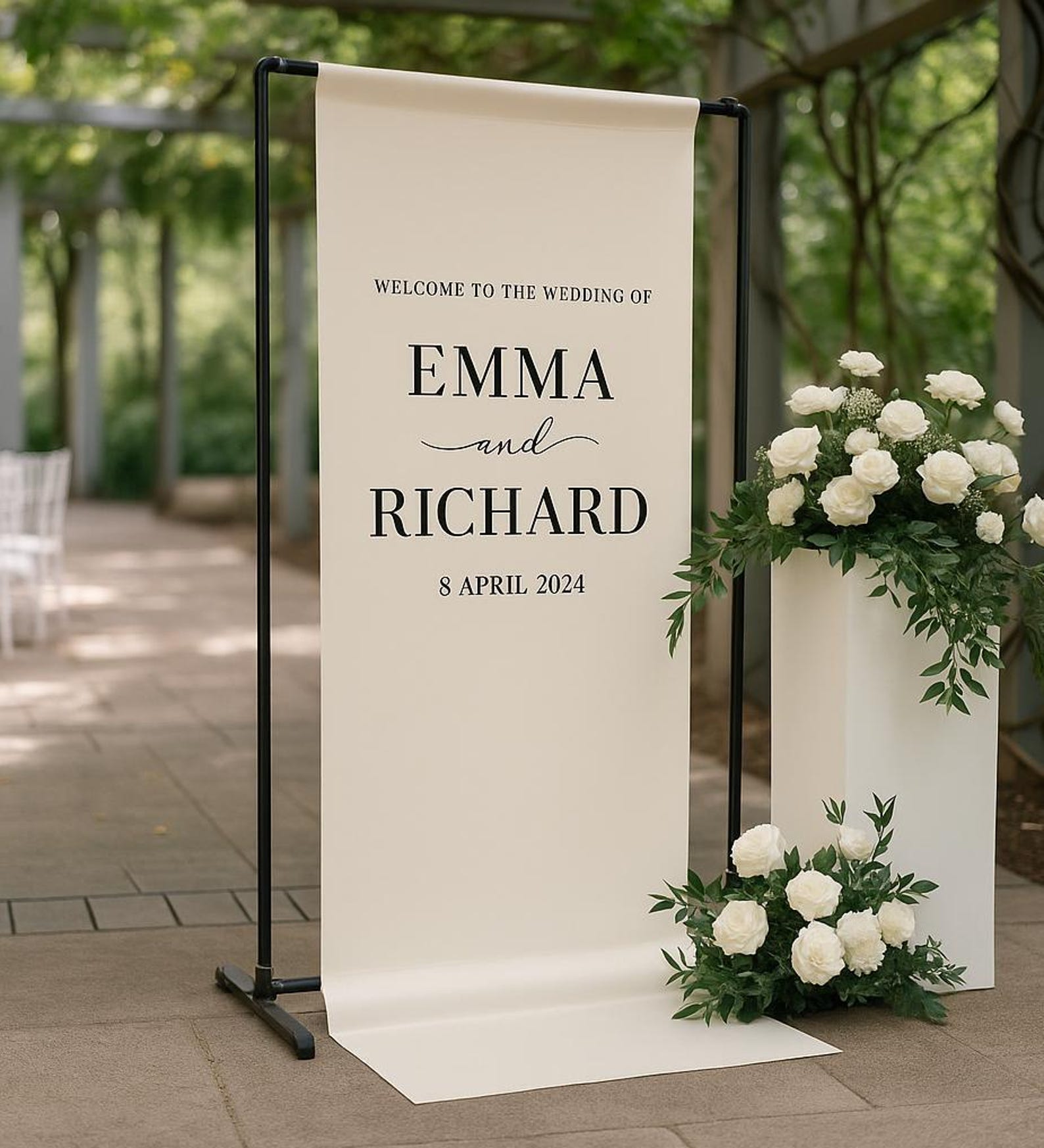 Custom Fabric Wedding Welcome Sign, Modern Ceremony Decor - Etsy
