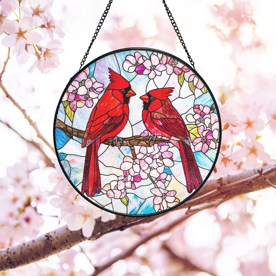 Hummingbird & Tulips Stained Glass Suncatcher – Nature-inspired Window ...