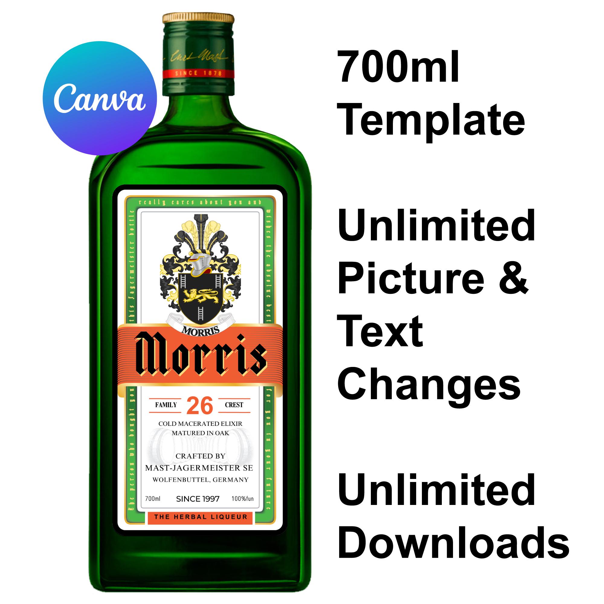 Jagermeister Customized Download 700ml, Printable Jager Label Editable ...