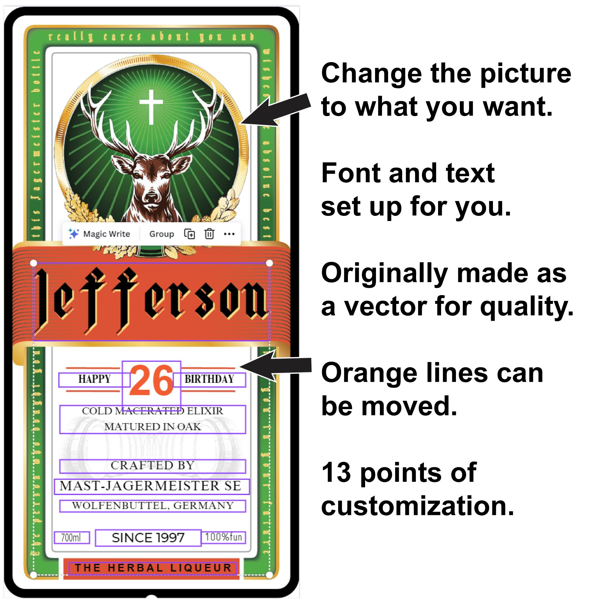 Jagermeister Customized Download 700ml, Printable Jager Label Editable ...