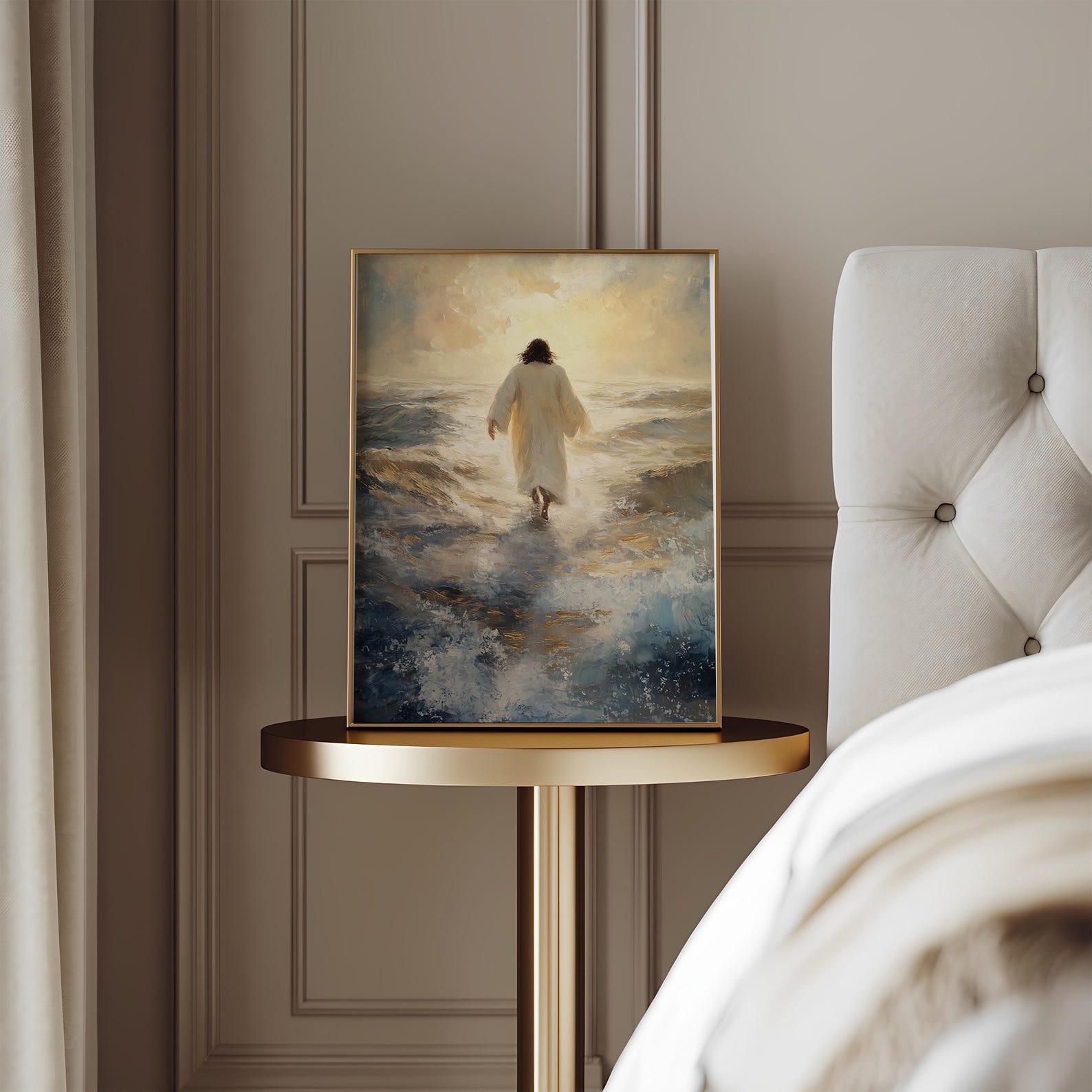 Jesus Walks on Water Print: Christian Gold Art (digital Download) - Etsy