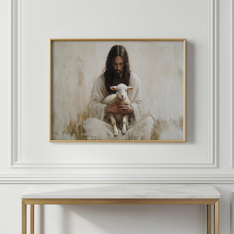 Jesus and Lamb Art: Christian Bible Story Print (digital Download) - Etsy