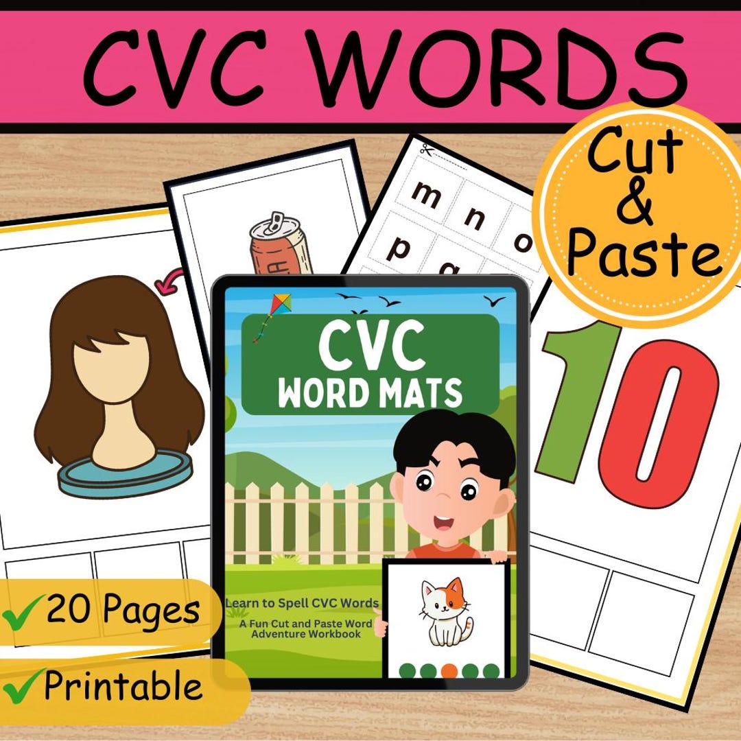 Phonics CVC Words Printable Worksheets for Kindergarten, CVC Word Mats ...