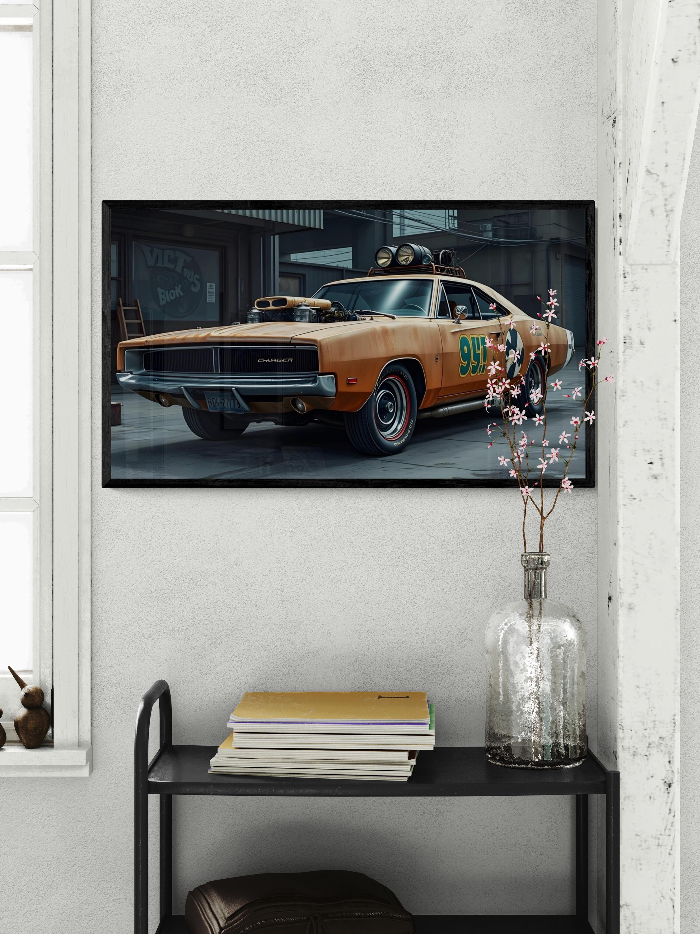1969 Dodge Charger Digital Wall Art | Classic Muscle Car Print | Retro ...