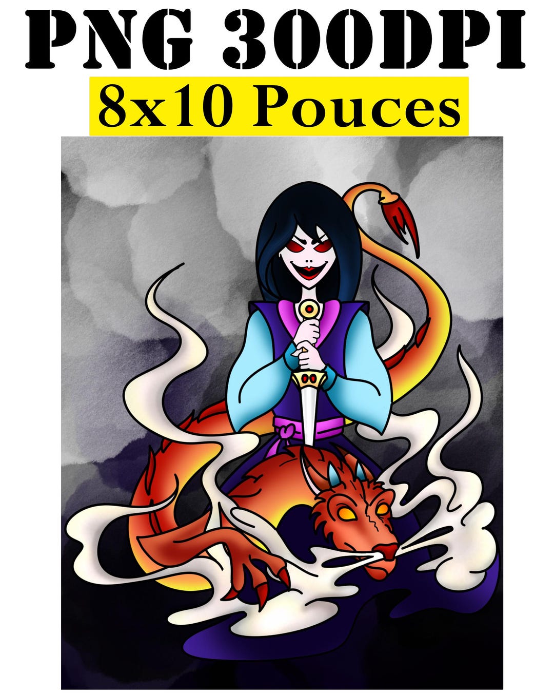 Mulan & Mushu / Princess Illustration / Sublimation PNG 300DPI / Gothic ...