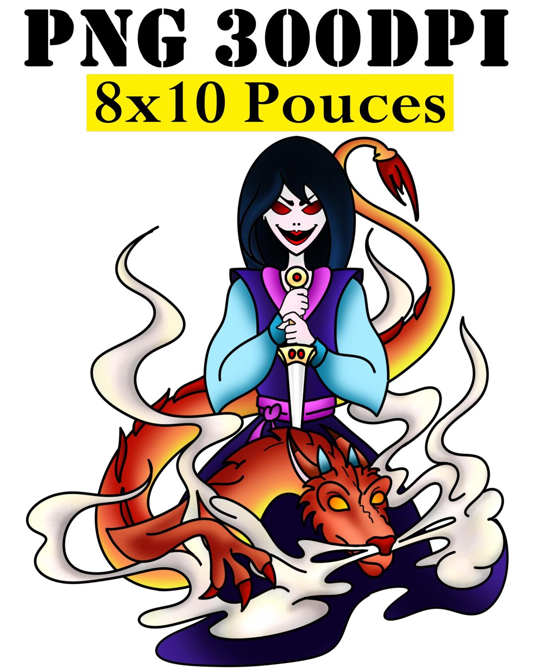 Princess Sublimation / Mulan & Mushu Dark / Gothic Illustration PNG ...