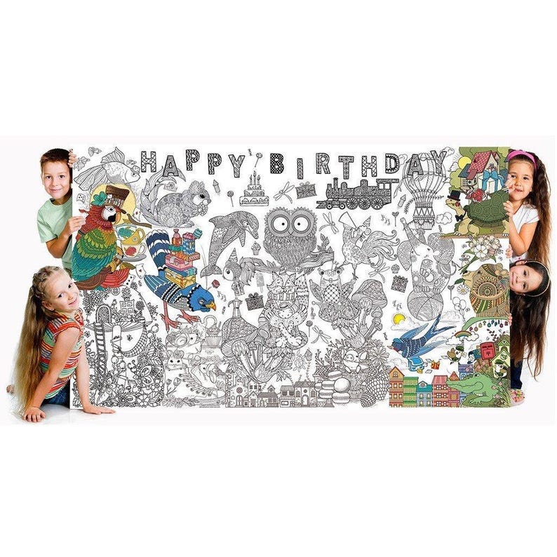 Great2bcolorful Huge Coloring Posters - Happy Birthday - Etsy
