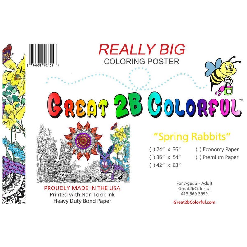 Great2bcolorful Huge Coloring Posters - Spring Rabbits - Etsy