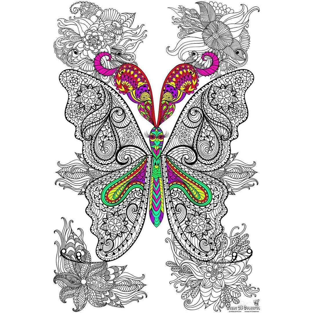 Butterfly Coloring Poster: Huge Detailed Design - Etsy