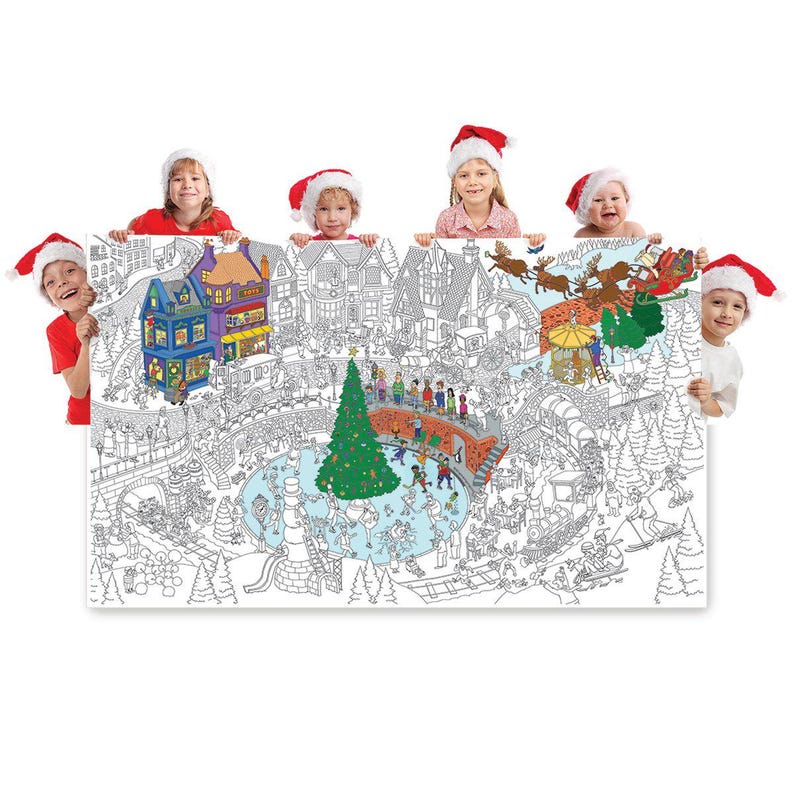 Great2bcolorful Huge Coloring Posters - Merry Christmas Village - Etsy
