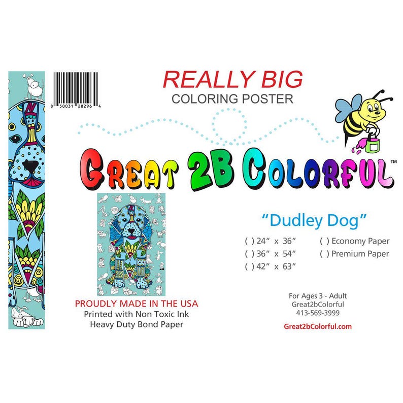 Great2bcolorful Huge Coloring Posters - Dudley Dog - Etsy