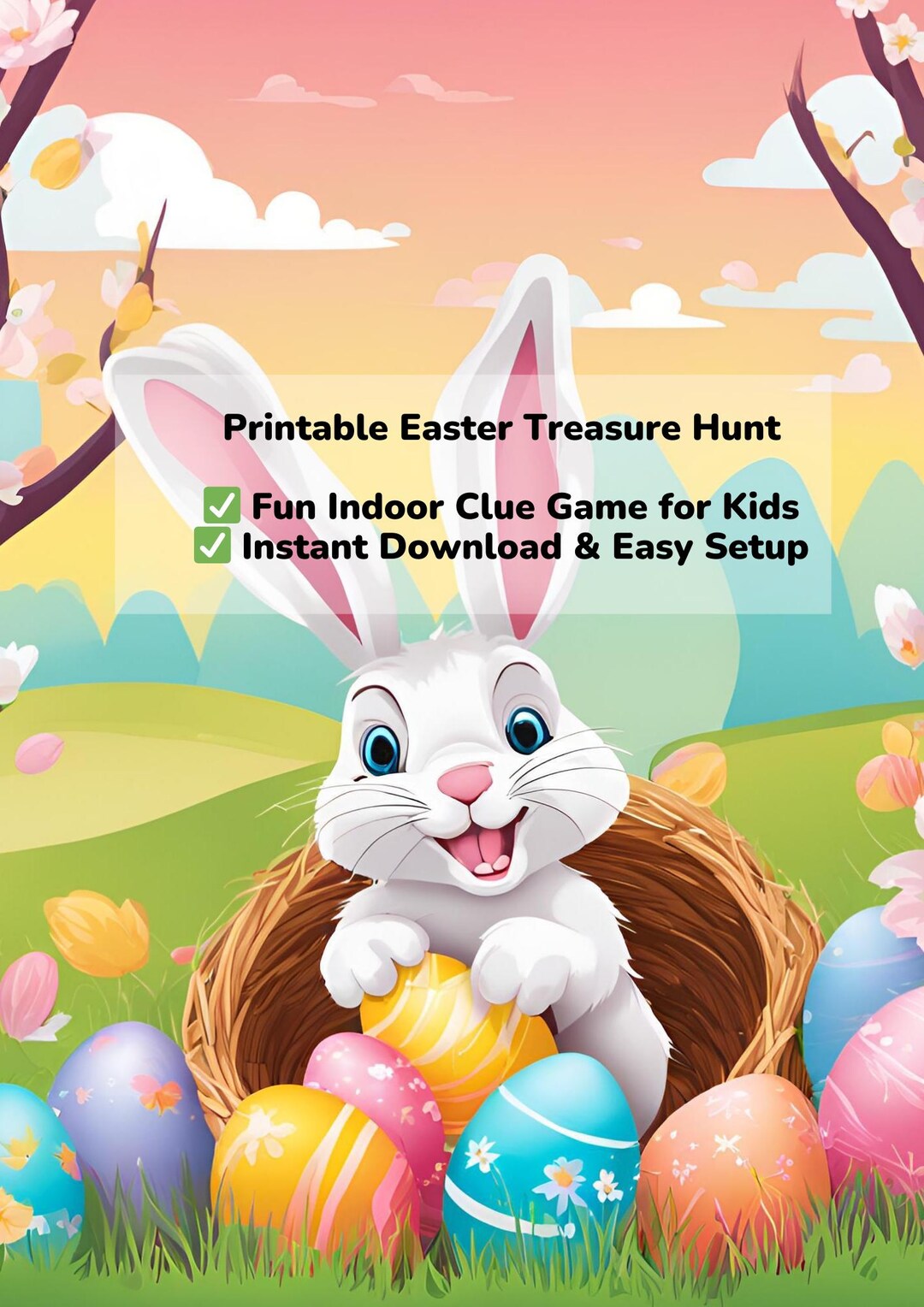 Printable Easter Treasure Hunt Game, Fun Indoor Clue Hunt for Kids ...