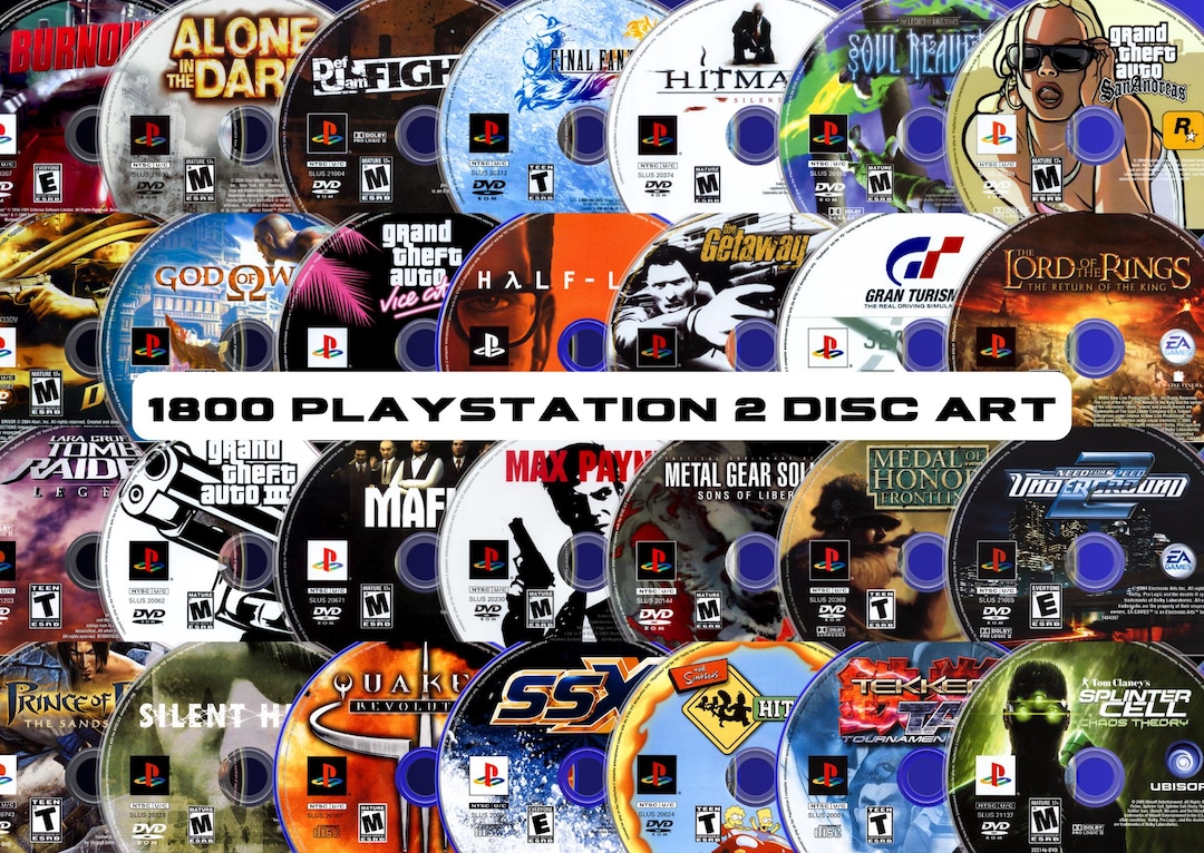 1800 Digital Playstation 2 Disc Art, PNG Bundle, Cool, Nostalgic ...