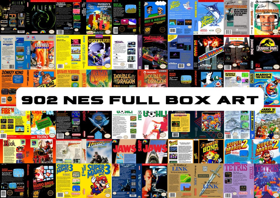 902 High Quality Digital Nintendo NES FULL Box Cover Art, PNG Bundle ...