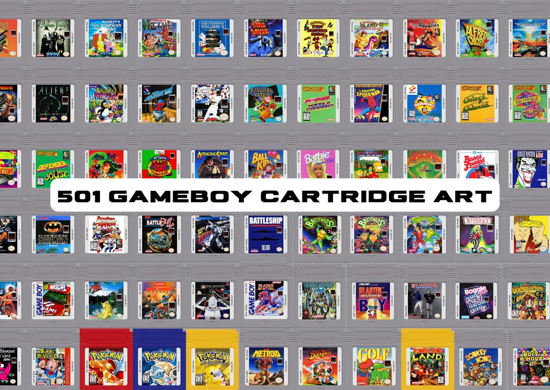 501 Digital Nintendo Gameboy Cartridge Cover Art, PNG Bundle, Cool ...